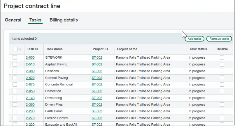 Duplicate mapped tasks for time and materials project contract lines